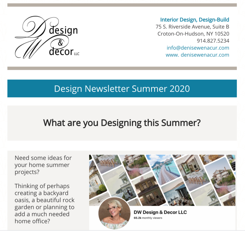 Design Newsletter, Summer 2020 - DW Design & Decor